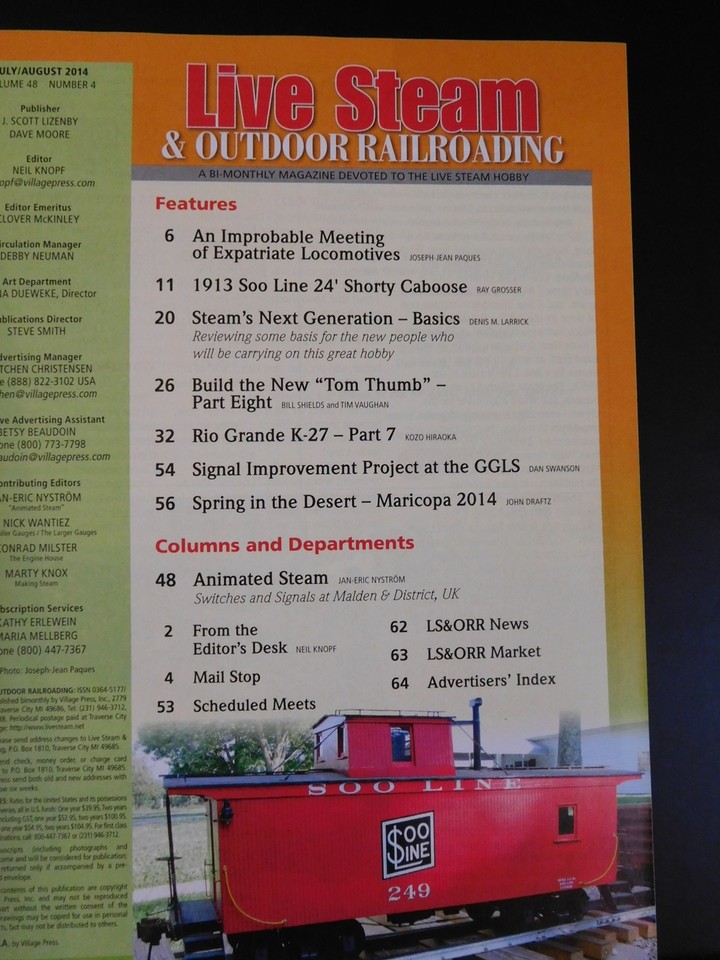 Live Steam Magazine 2014 July August & Outdoor Railroading Expatriate ...