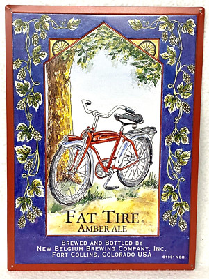 ORIGINAL FAT TIRE AMBER ALE ADVERTISING SIGN,EMBOSSED,NEW BELGIUM ...