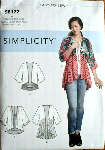 SIMPLICITY PATTERN 8172 KIMONOS MISSES SIZES XXS XS S M L XL XXL UNCUT ...