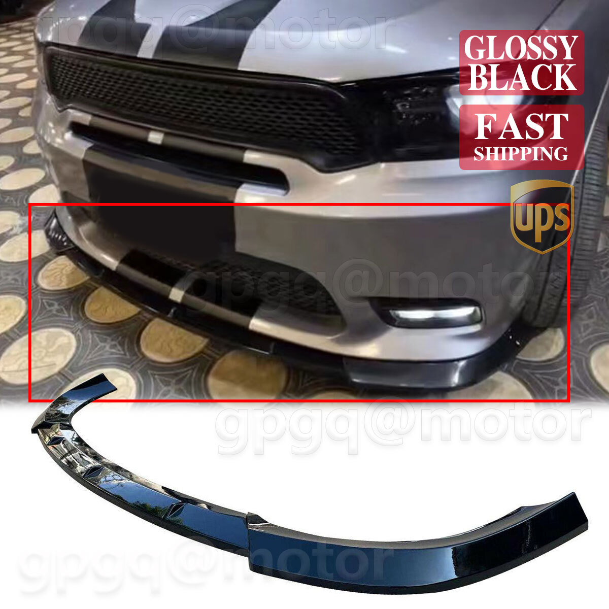For Dodge Durango SRT 2018-2020 Glossy Black Front Bumper Lip Splitter ...