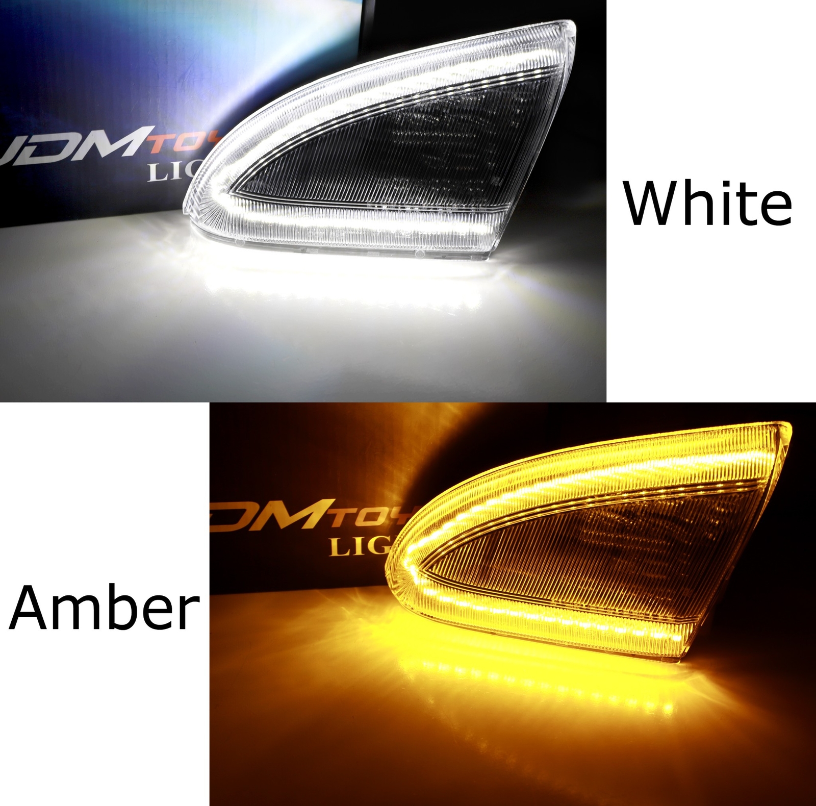Clear White/Amber Switchback LED Sequential Blink Side Mirror Lamps For ...