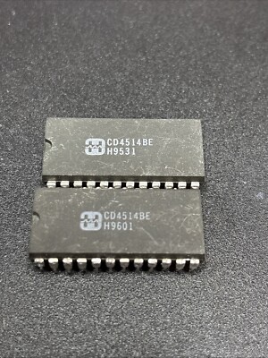 Pair Harris Semi CD4514BE CMOS 4-Bit Latch 4-16 Line Decoder IC Chip ...