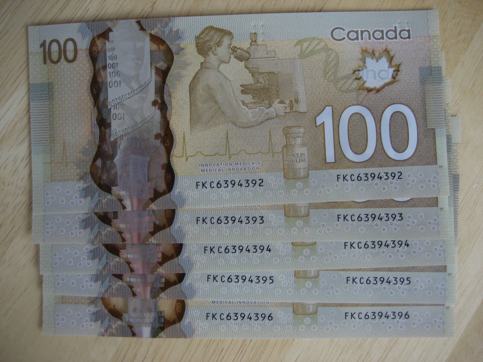 Canadian 2011 consecutive $100 bank notes, 5 pieces. Uncirculated. | eBay