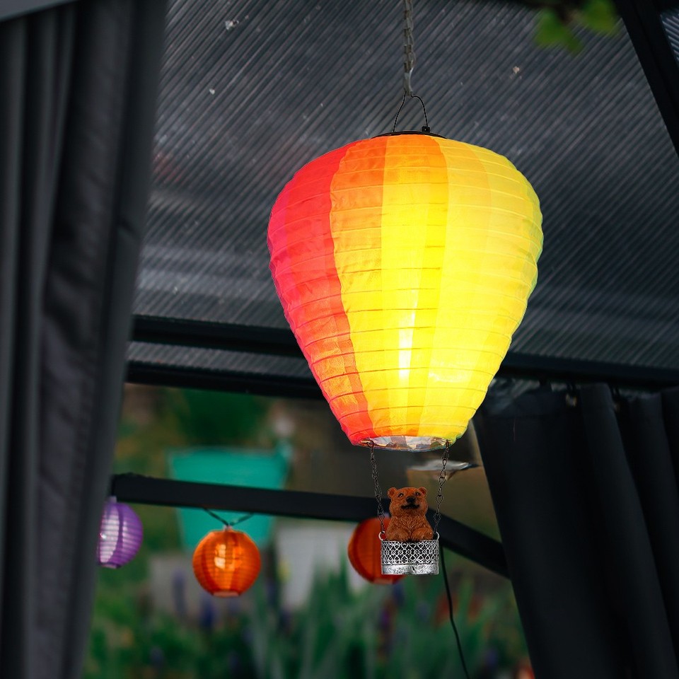 Mongolfiera Lampada Solare Esterni Tessuto Luce a Sospensione Balcone ...