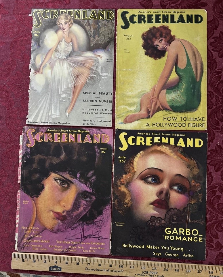 LOT OF 4: COVERS ONLY- 1930 “Screenland” Magazine- Cover Art: Rolf ...