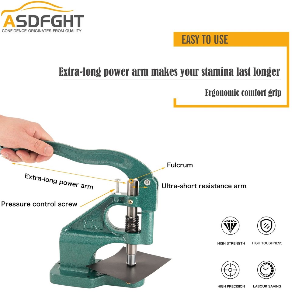 Hand Press Heavy Duty Eyelet Grommet Machine Punch Tool Kit- Heavy Duty ...