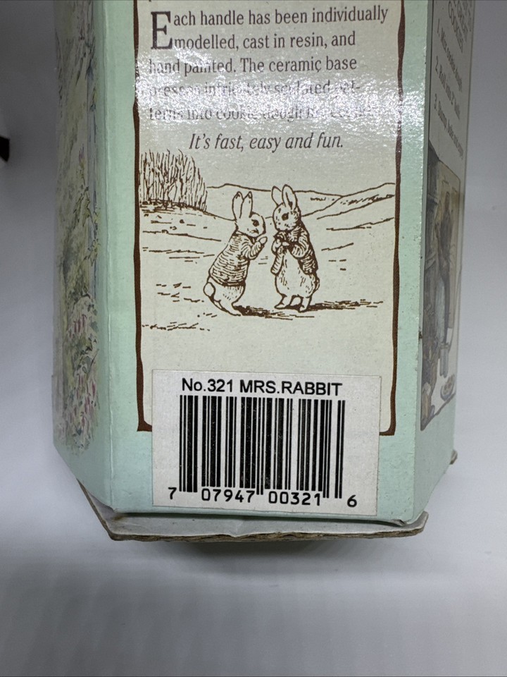 Vintage Beatrix Potter Stoneware Cookie Stamp In Box, #321 Mrs. Rabbit ...