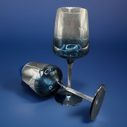 Pier 1 Elemental Blue To Clear 8.75" Goblet Water/Wine Glass Set Of 2 ...
