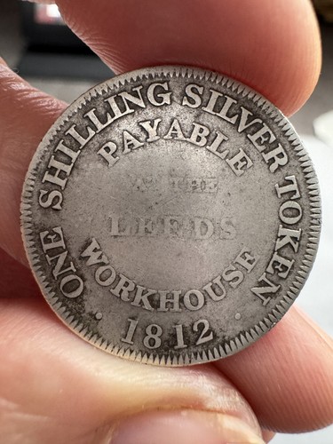 {428} Leeds Workhouse Silver Shilling Token Coat Of Arms With Crowned ...