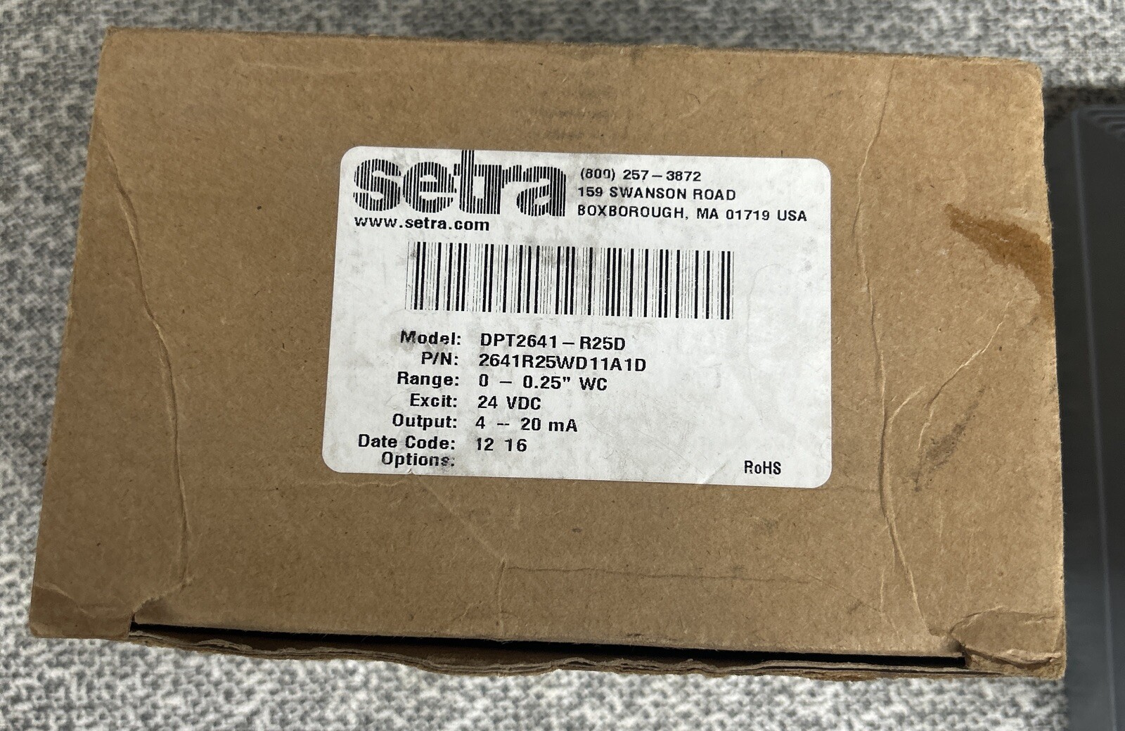 NEW, SETRA, 2641025WD11A1D, DIFFERENTIAL PRESSURE SWITCH, DPT2641-025D ...