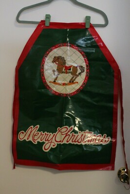 Vintage KITCHEN SLICKERS Vinyl PVC & Cotton Apron ,Merry Christmas | eBay