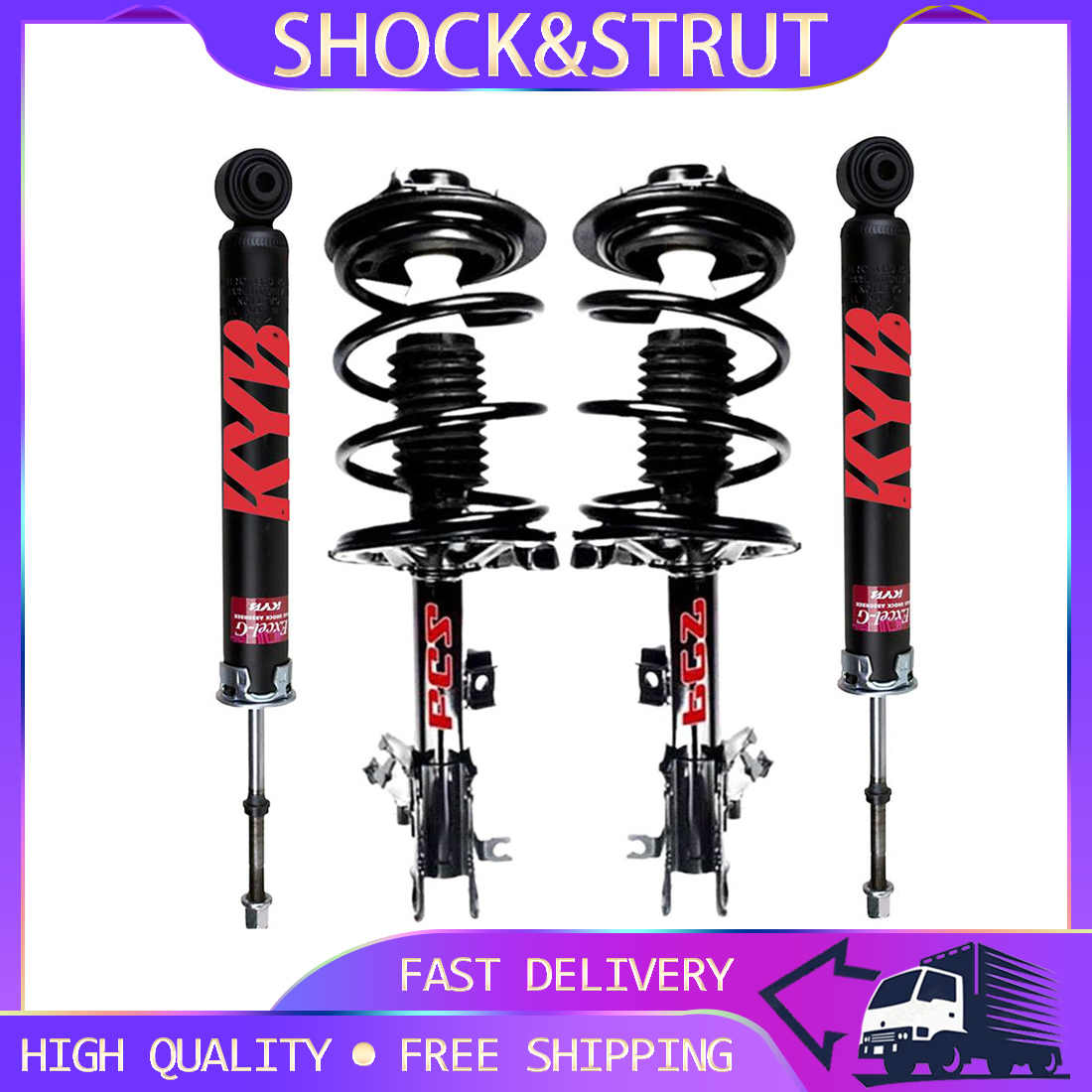 Front Complete Strut & Rear Shock Absorber Set 4PC FCS KYB For INFINITI ...