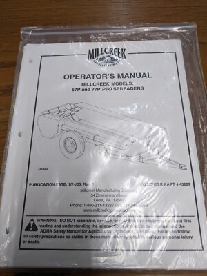 Millcreek Models: 57P,77P PTO Spreaders Operators Manual | eBay