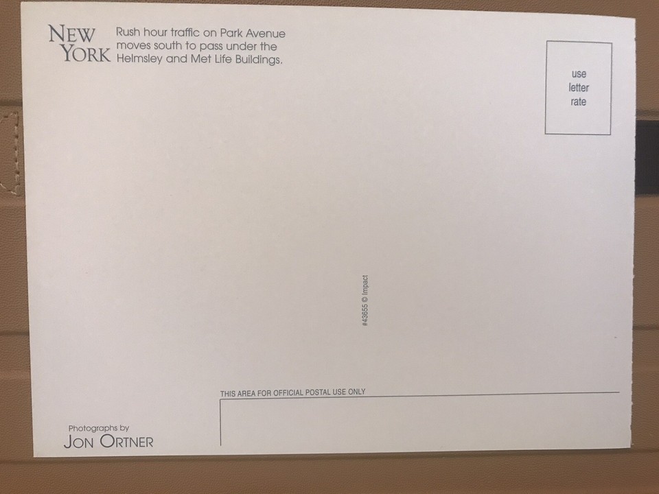 POSTCARD NEW YORK CITY- PARK AVENUE DURING RUSH HOUR TRAFFIC | eBay