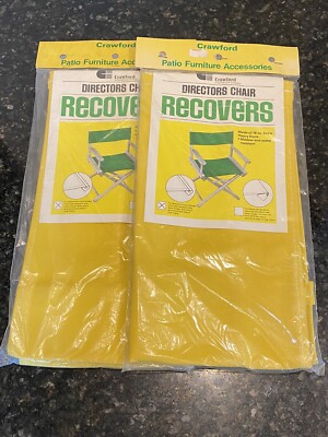 Vintage (2) Crawford Director's Chair Recover Covers Yellow Fabric NEW ...