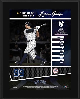 Aaron Judge New York Yankees 10.5" x 13" 2017 AL Rookie of the Year ...