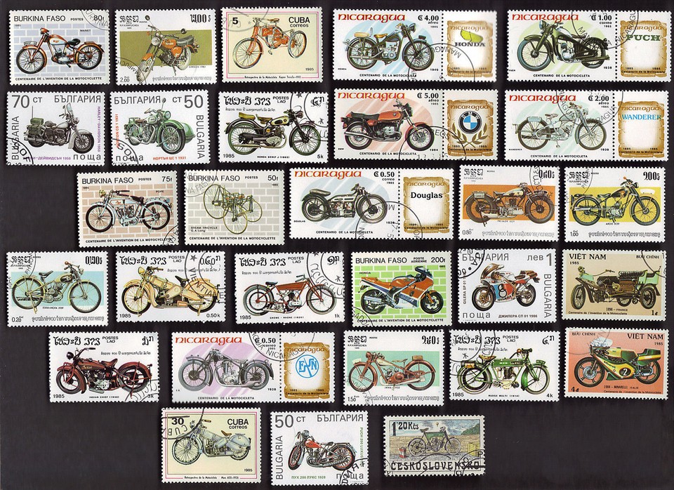 50 All Different MOTORCYCLES on Stamps | eBay