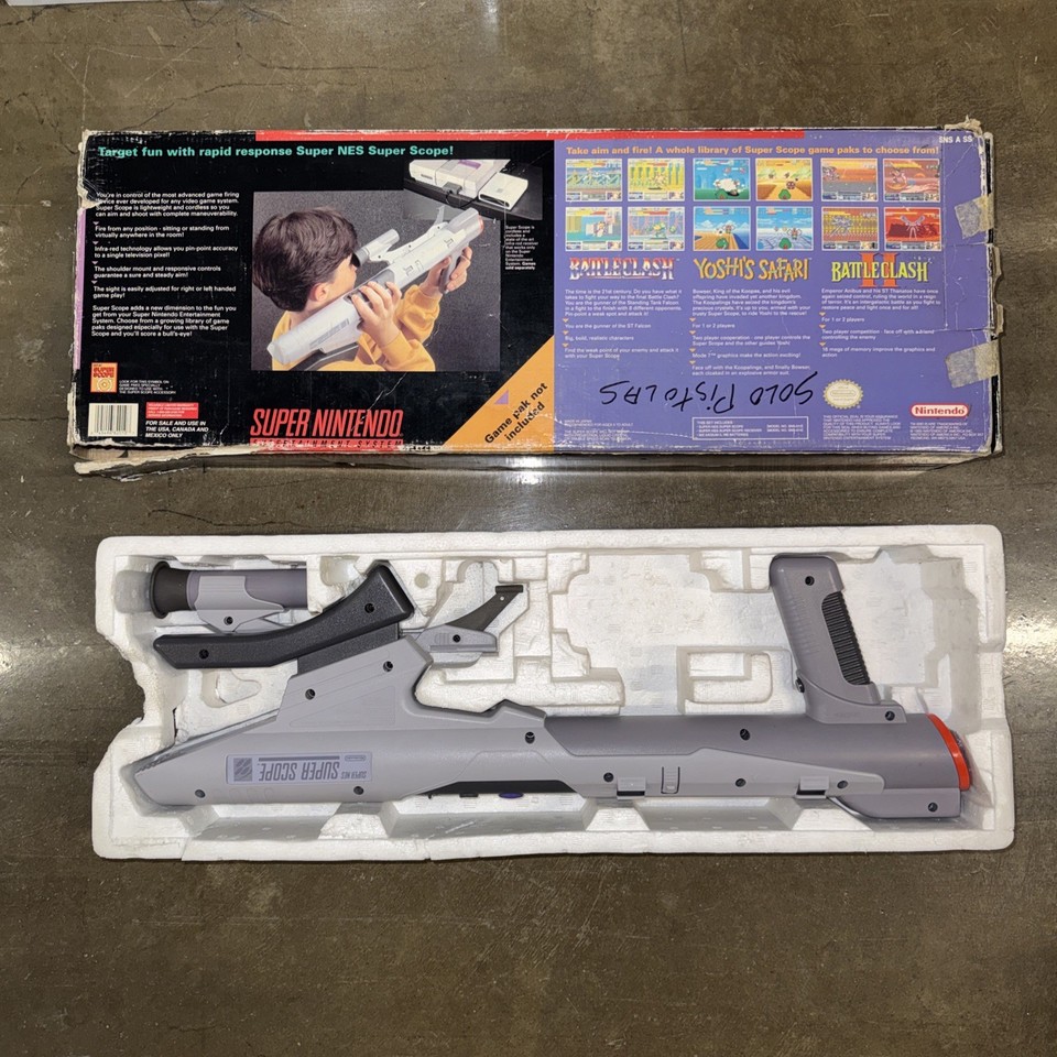 SNES NINTENDO SUPER SCOPE 6 Bazooka As Is For Parts WITH BOX Vintage ...