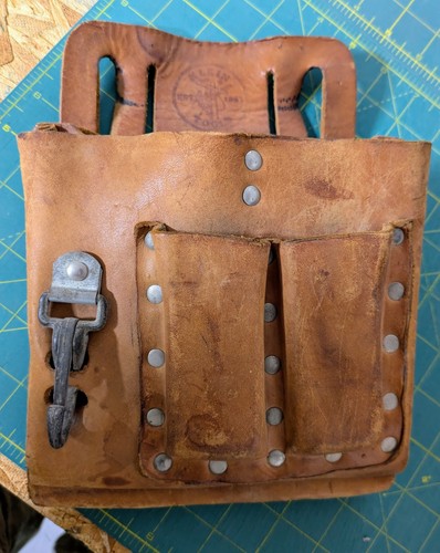 Vintage Klein Tools #5164 8 Pocket Leather Slotted Tool Pouch Lineman ...