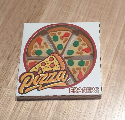 Rare Boxed Pizza Novelty Erasers🍕. 6 triangle Pizza slices eraser ...