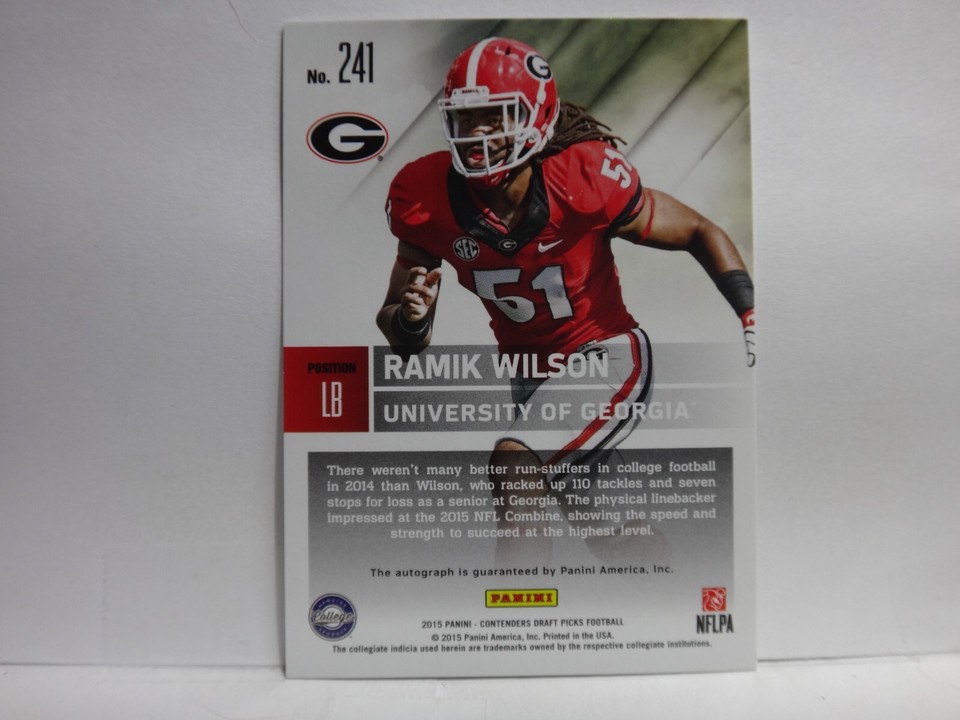 2015 Panini Contenders Draft Picks #241 Ramik Wilson Rookie Card Auto ...