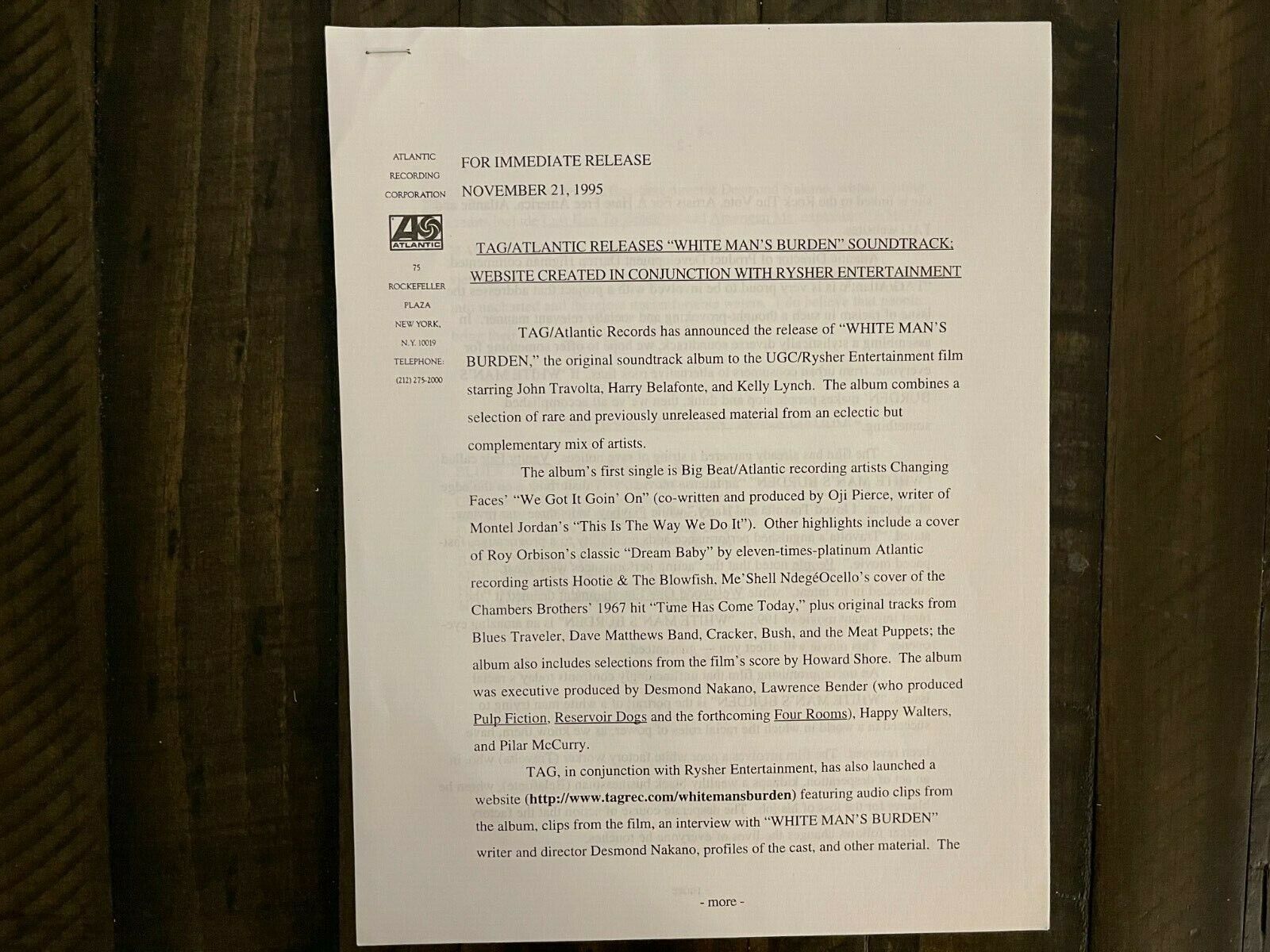 WHITE MAN'S BURDEN Press Kit PRPK253 | eBay