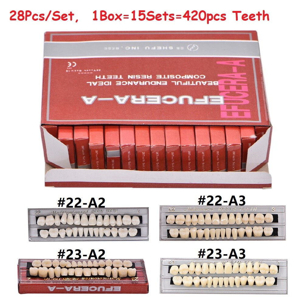 15Sets Dental Acrylic Resin Denture A2 A3 Shade False Teeth Full Set ...