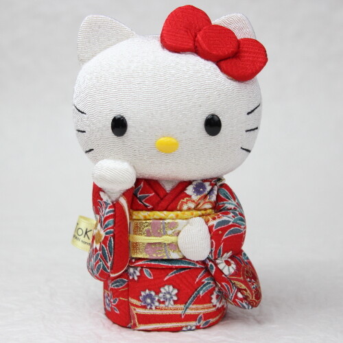 Kakinuma Doll Edo Kimekomi Hello Kitty Kimono Lucky Cat MOMO Red 4.7 ...