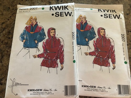 🌷KWIK SEW #2007 - LADIES TWO STYLE PULLOVER PARKA w/wo HOOD PATTERN XS ...