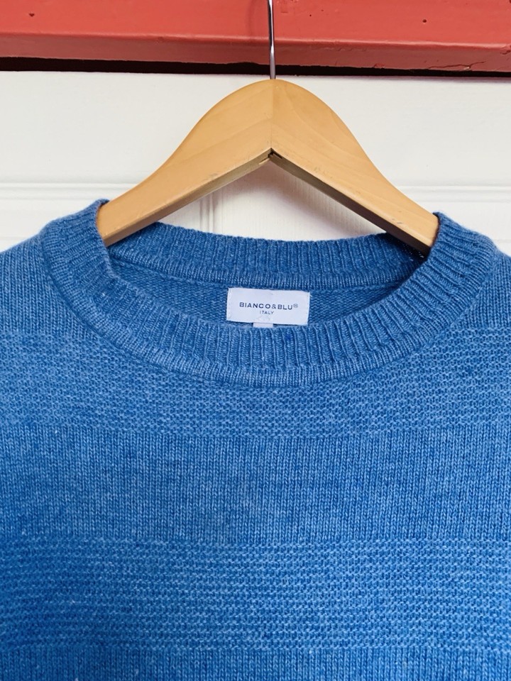 Bianco & Blu Italy Wool Cashmere Blend Blue Sweater Size 1X Long Sleeve ...