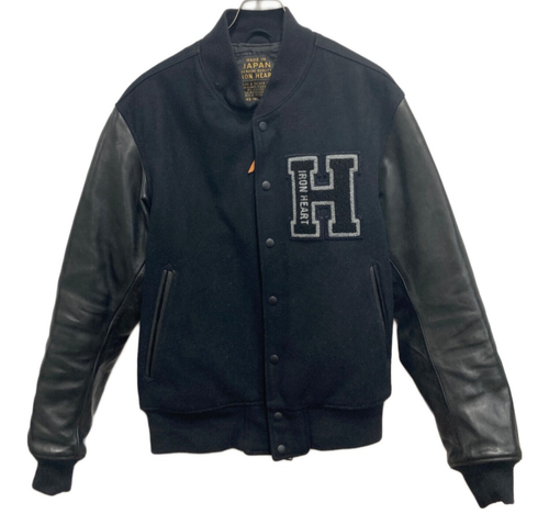 IRON HEART Leather stadium jumper Jacket Wool Black XL L30.3in Pit Pit ...