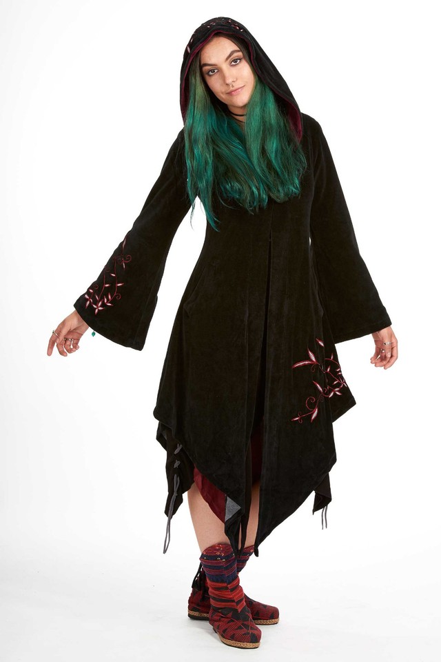 Velvet Faery Goddess Jacket, Boho Goa Psy Trance Coat Plus Size Pagan ...