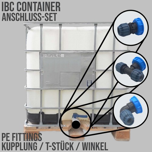 IBC Container Adapter Übergang PE PP Winkel Kupplung T-Stück Rohr DVGW ...