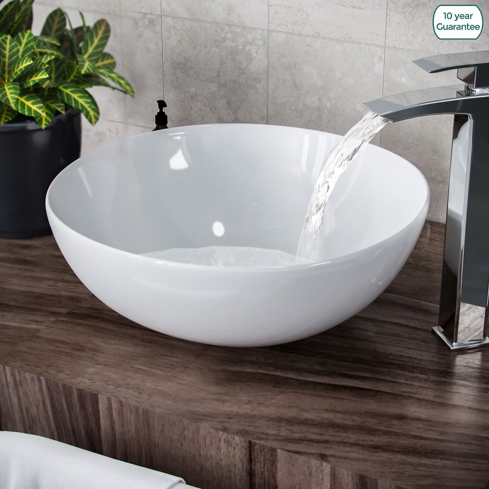 Bathroom Basin Sink Hand Wash Counter Top Wall Mounted Hung Ceramic ...