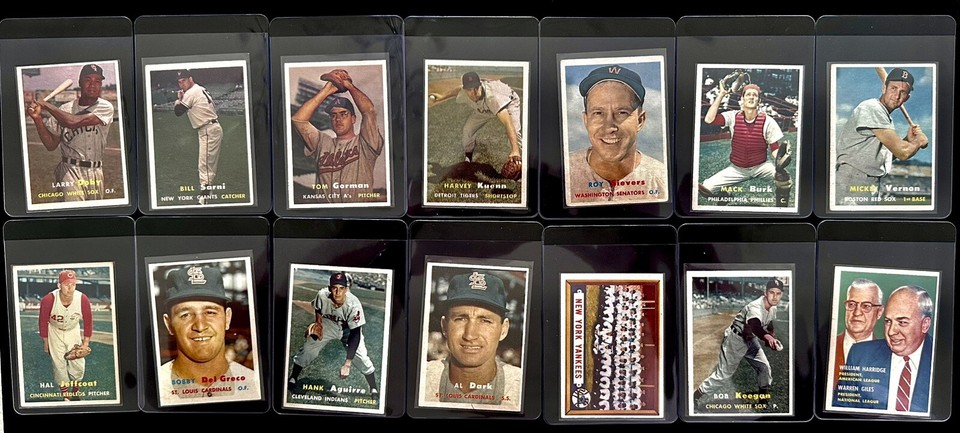 🔥 1957 TOPPS Complete Set (407) - 14 Graded HOFs! Mantle Mays Aaron ...