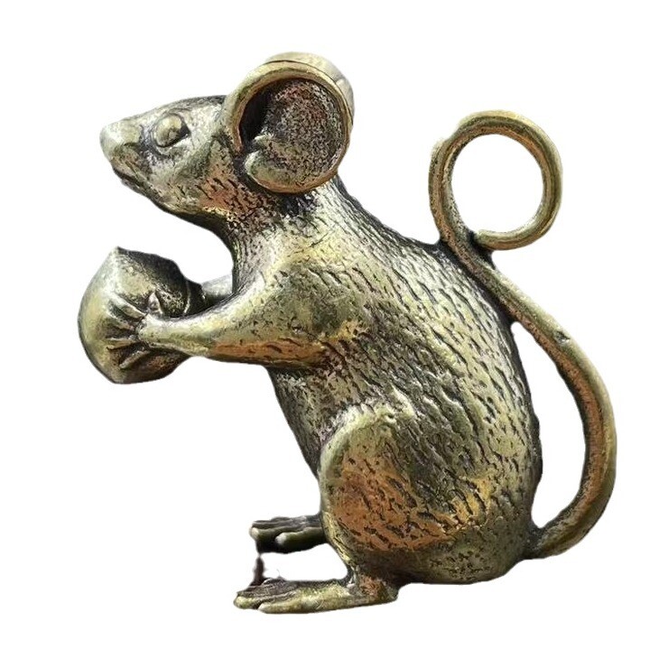 Tabletop Figurine Brass Mouse Animal Statue Sculpture Home Office Decor ...