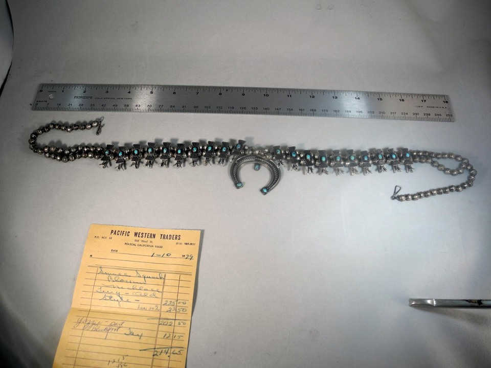 Vintage Navajo Squash Blossom Necklace, R. Yazzie Signed, Original ...