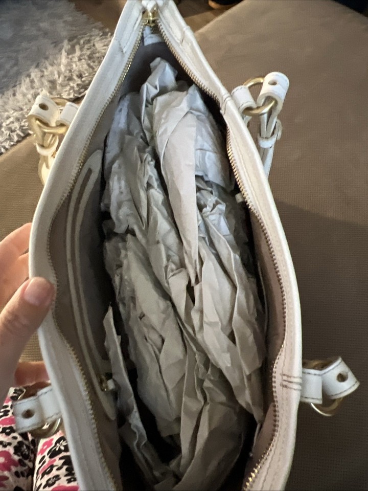 Brahmin white leather tote bag | eBay