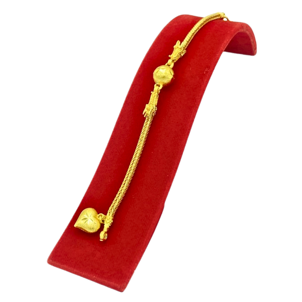 Bracelet Dragon 23k 24k Chain Thai Baht Gold Plated Heart Pendant ...