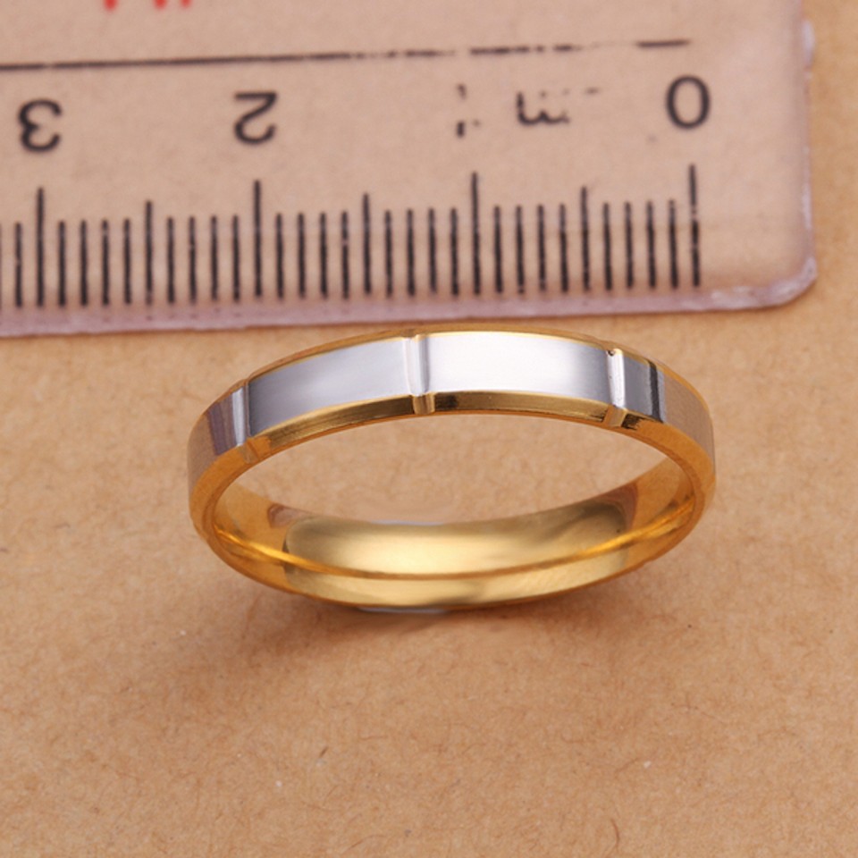 Stainless Steel Gold Two Tone Gold Band Ring Size 8 B96 | eBay