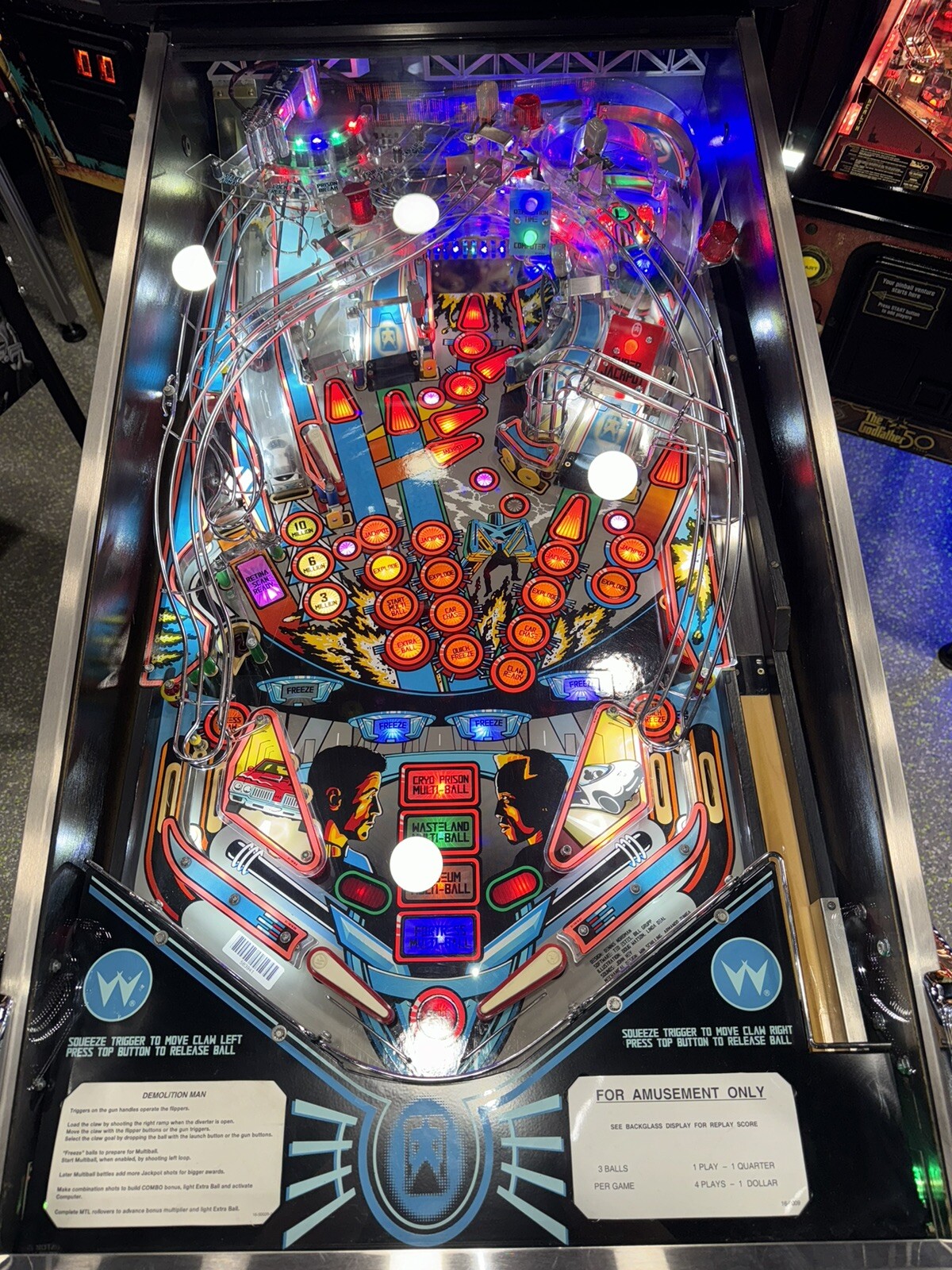 Demolition Man Pinball Machine Williams LEDs Orange County Pinballs ...
