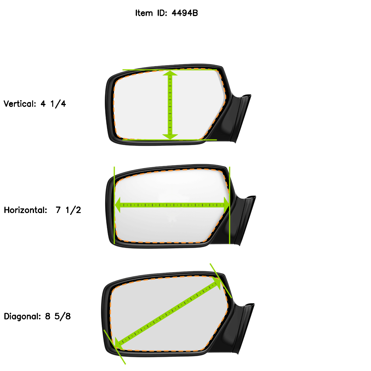 Fits 13-17 Enclave Mirror Lens w/Blind Spot For Auto Dim Only No Rear ...