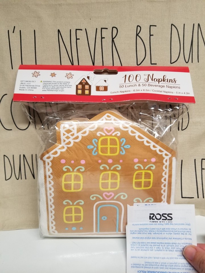 100 x Christmas Gingerbread House & Man Paper Napkins Party Lunch ...