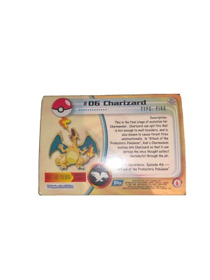 Charizard #06 Topps pokemon card (TV Animation Edition 1999) Used ...