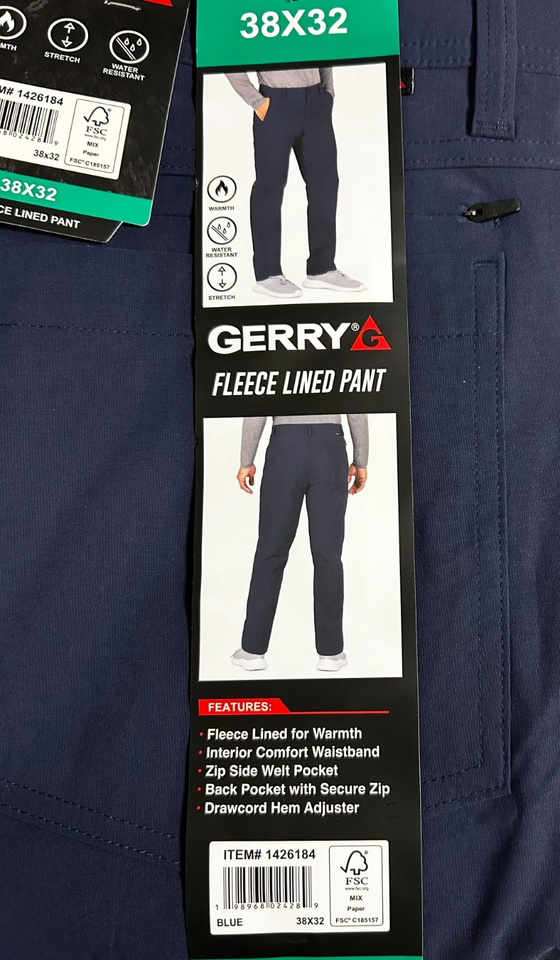 Gerry Men's Fleece Lined Pant Blue Size 38x32 | eBay