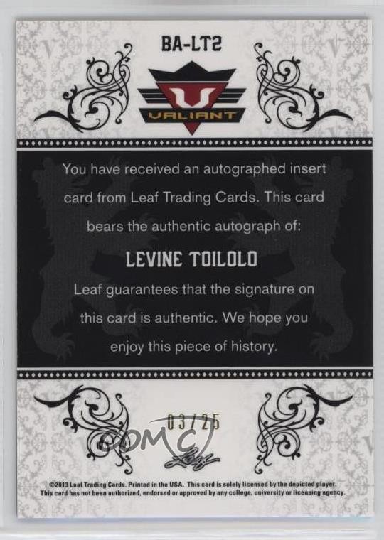 2013 Leaf Valiant Purple /25 Levine Toilolo #BA-LT2 Rookie Auto RC | eBay