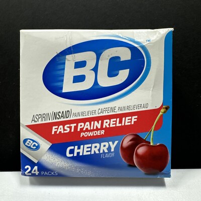 BC Powder Fast Pain Relief-Cherry Flavored Aspirin & Caffeine (24ct ...
