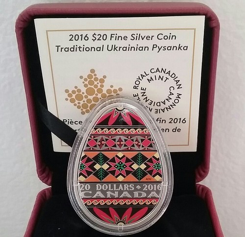 2016 Traditional Ukrainian Pysanka $20 1OZ Egg Shaped Pure Silver Coin ...