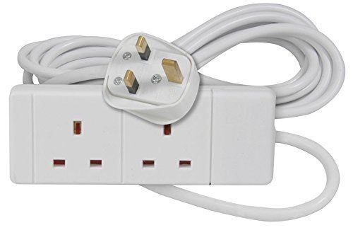 2 GANG Way 5M Long Lead Uk Plug Extension Cable Socket Cord CE UK ...