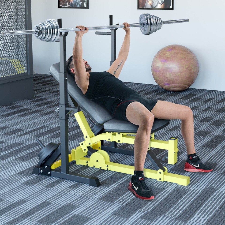 Adjustable Squat Rack Bench Press Rack Multifunction Barbell Stand Rack ...